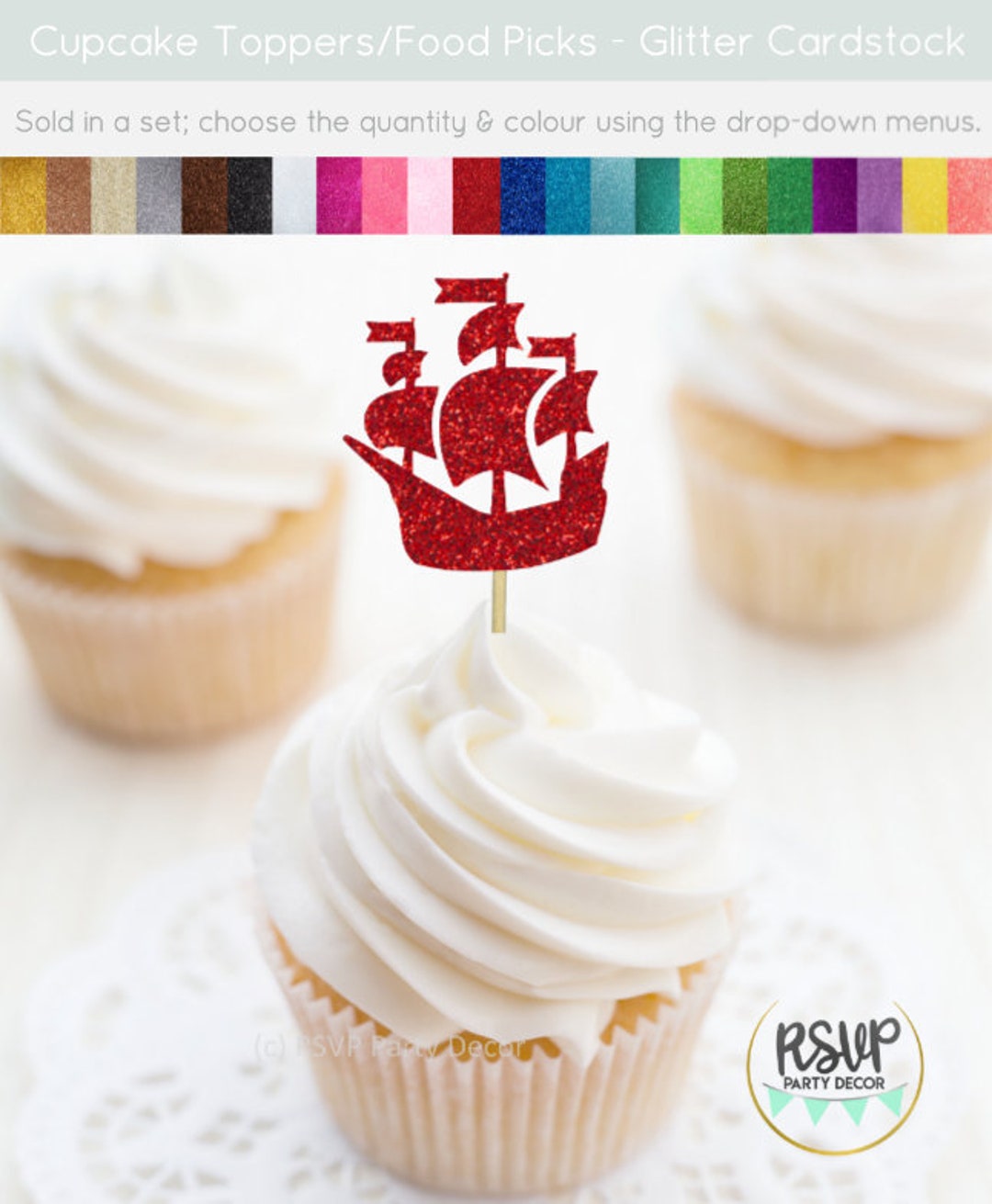 Pirate Ship Cupcake Toppers, Pirate Food Picks, Pirate Themed Birthday ...