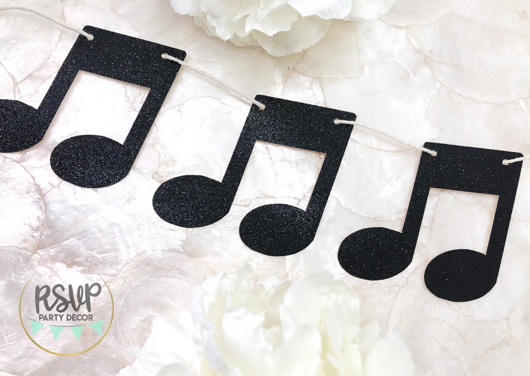 Music Note Garland, Glitter Music Note Banner, Music Party Decorations ...