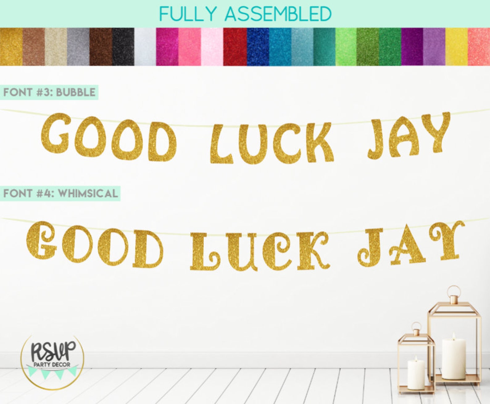 Custom Good Luck Banner, Good Luck Name Sign, Personalized Retirement ...