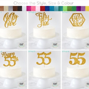 Fifty Five Cake Topper, 55 Cake Topper, Fiftyfive Cake Topper, Fifty ...