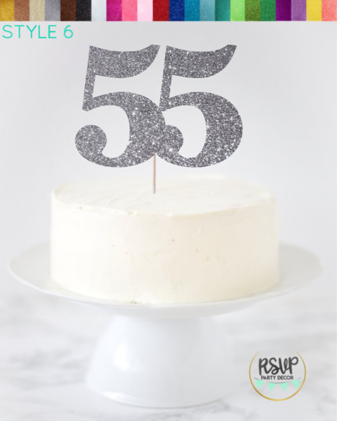 Fifty Five Cake Topper, 55 Cake Topper, Fiftyfive Cake Topper, Fifty ...