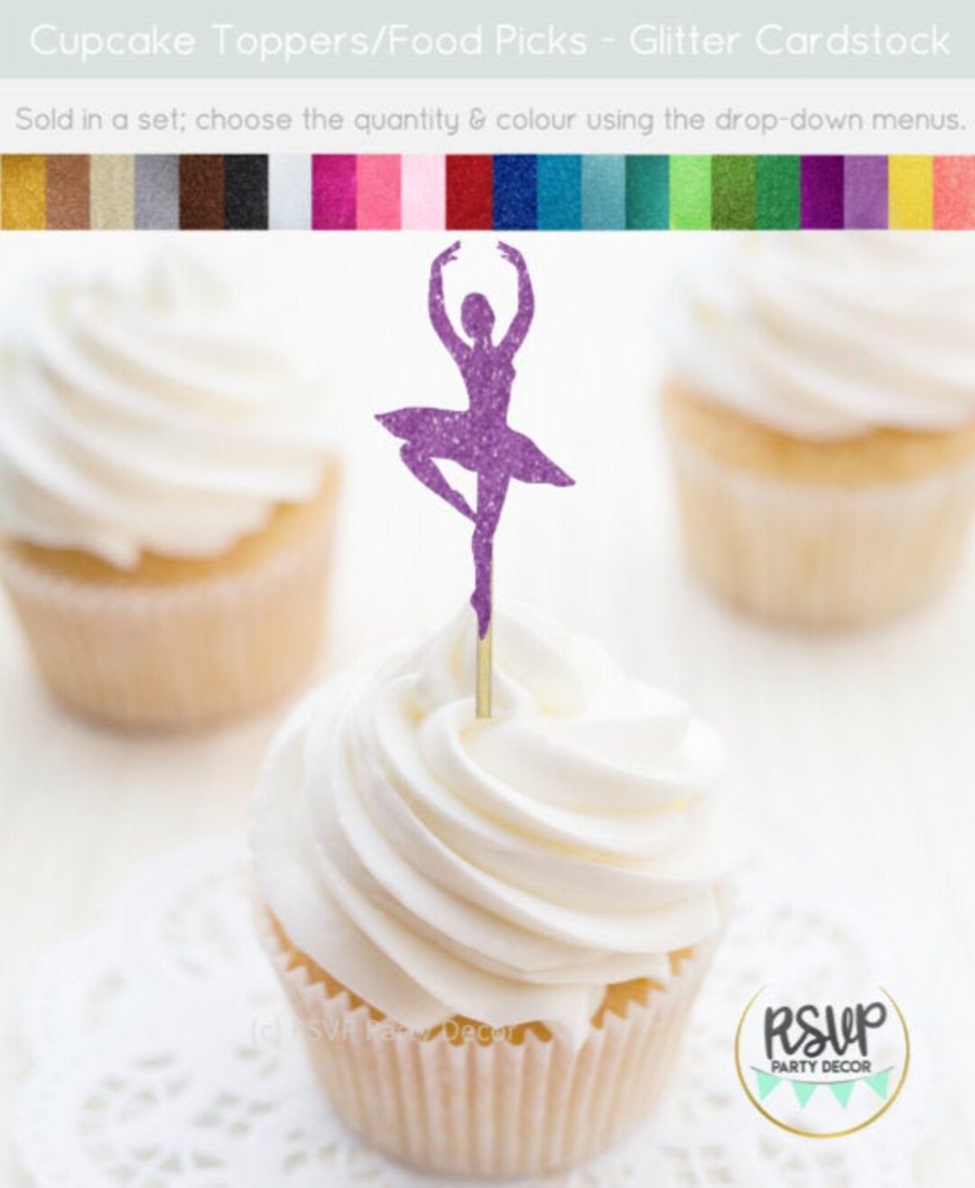 Ballerina Cupcake Toppers, Dance Cupcake Toppers, Ballerina Party ...