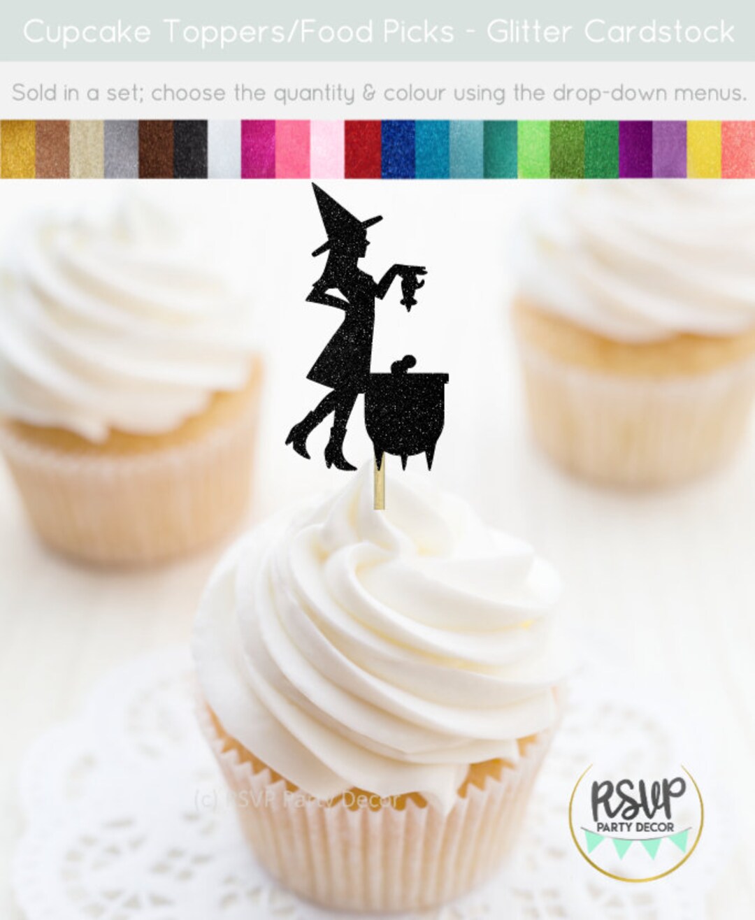 Cauldron Witch Cupcake Toppers, Witch Birthday Party Decor for ...