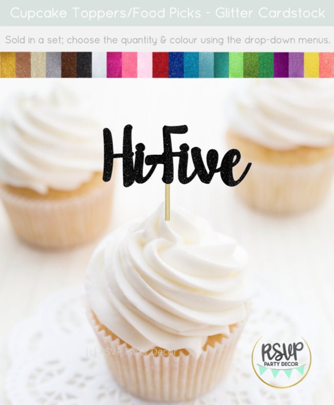 Hi-five Cupcake Toppers, 5th Birthday Party Decor, 5 Cupcake Toppers ...