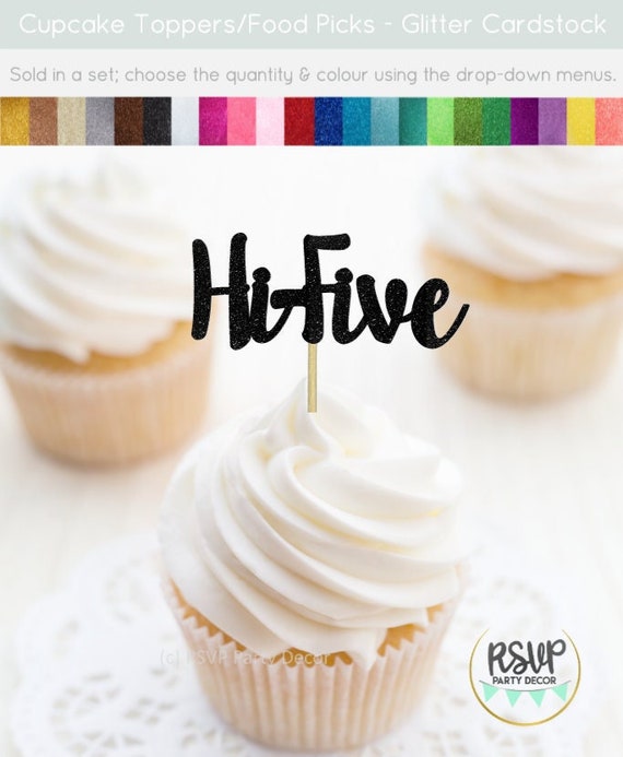 Hi-Five Cupcake Toppers, 5th Birthday Party Decor, 5 Cupcake Toppers ...