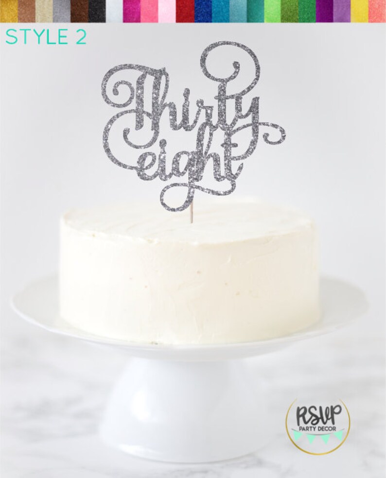 Thirty Eight Cake Topper, 38 Cake Topper, Thirtyeight Cake Topper ...