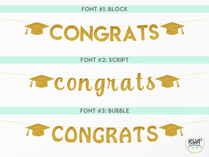 Graduation Congrats Banner Glitter Graduation Caps Sign Grad | Etsy