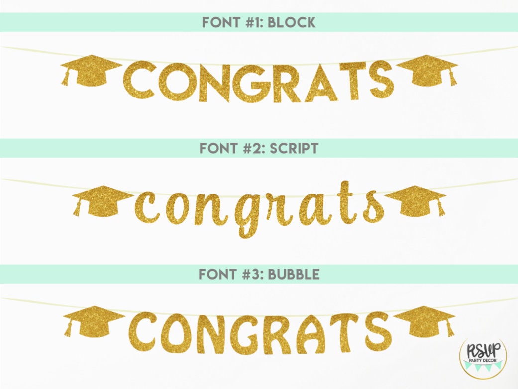 Graduation Congrats Banner Glitter Graduation Caps Sign Grad | Etsy