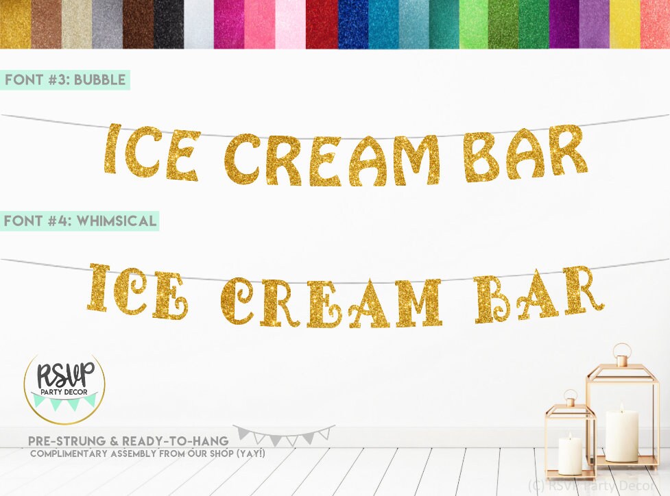 Ice Cream Bar Banner, Ice Cream Station Sign, Sundae Bar Banner, Ice ...