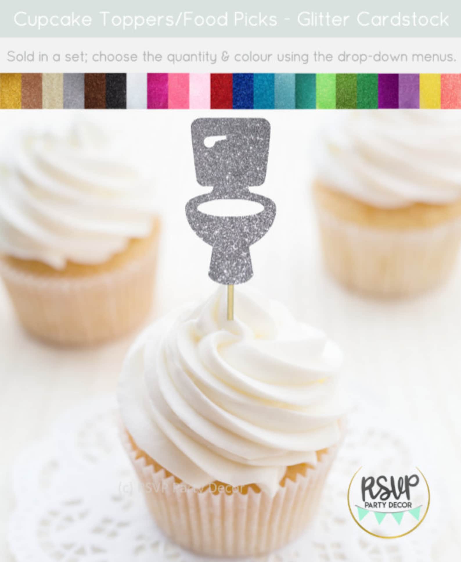 Toilet Cupcake Toppers, Plumber Birthday Party, Plumbing Graduation ...