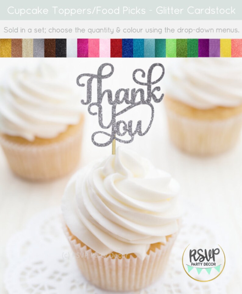 Thank You Cupcake Toppers Wedding Favor Cupcake Toppers - Etsy