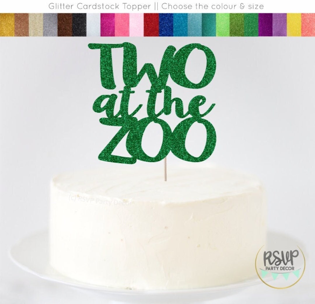 Two at the Zoo Cake Topper, Zoo Themed 2nd Birthday Cake Topper, Animal ...