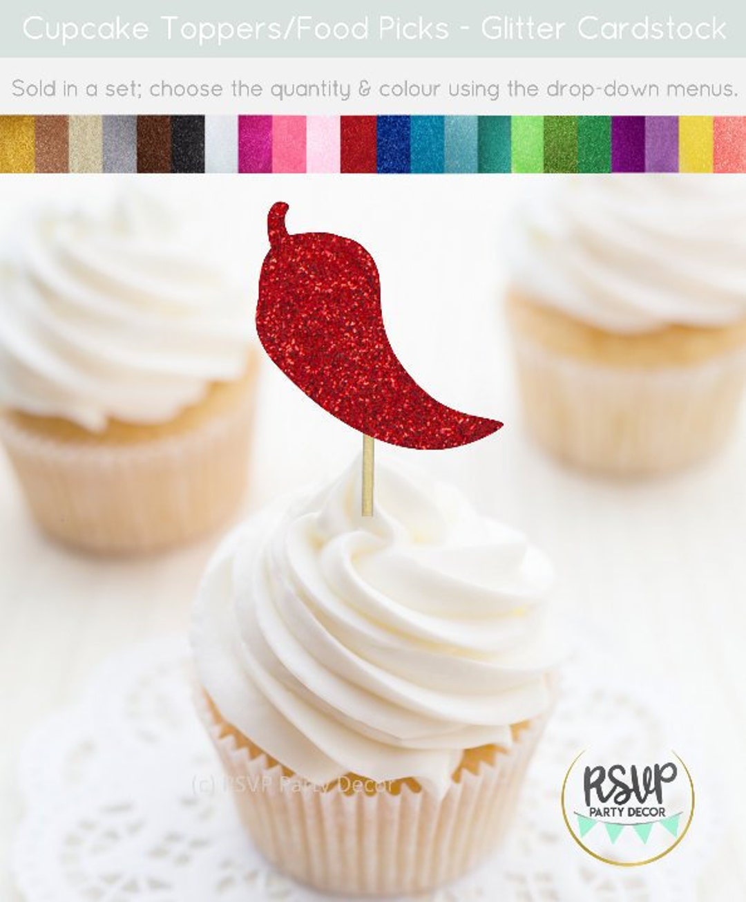 Hot Pepper Cupcake Toppers, Chili Pepper Food Picks, Cinco De Mayo ...
