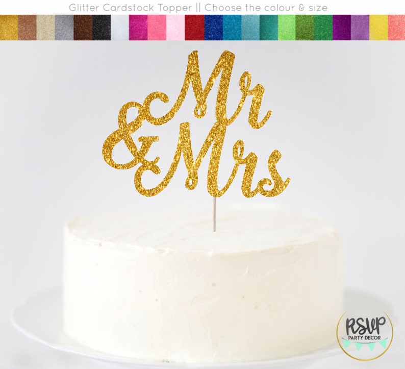Mr And Mrs Cake Topper Glitter Wedding Cake Topper Glitter Etsy