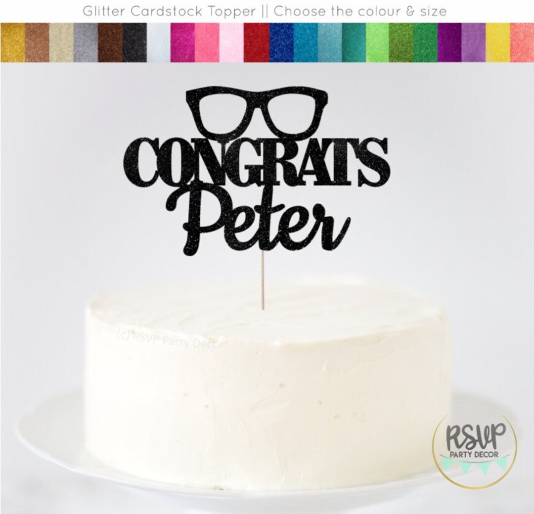 Custom Congrats Eyeglasses Cake Topper, Optometry Graduation Cake ...