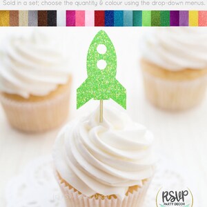 Rocket Ship Cupcake Toppers, Space Themed Cupcake Toppers, Space Themed ...