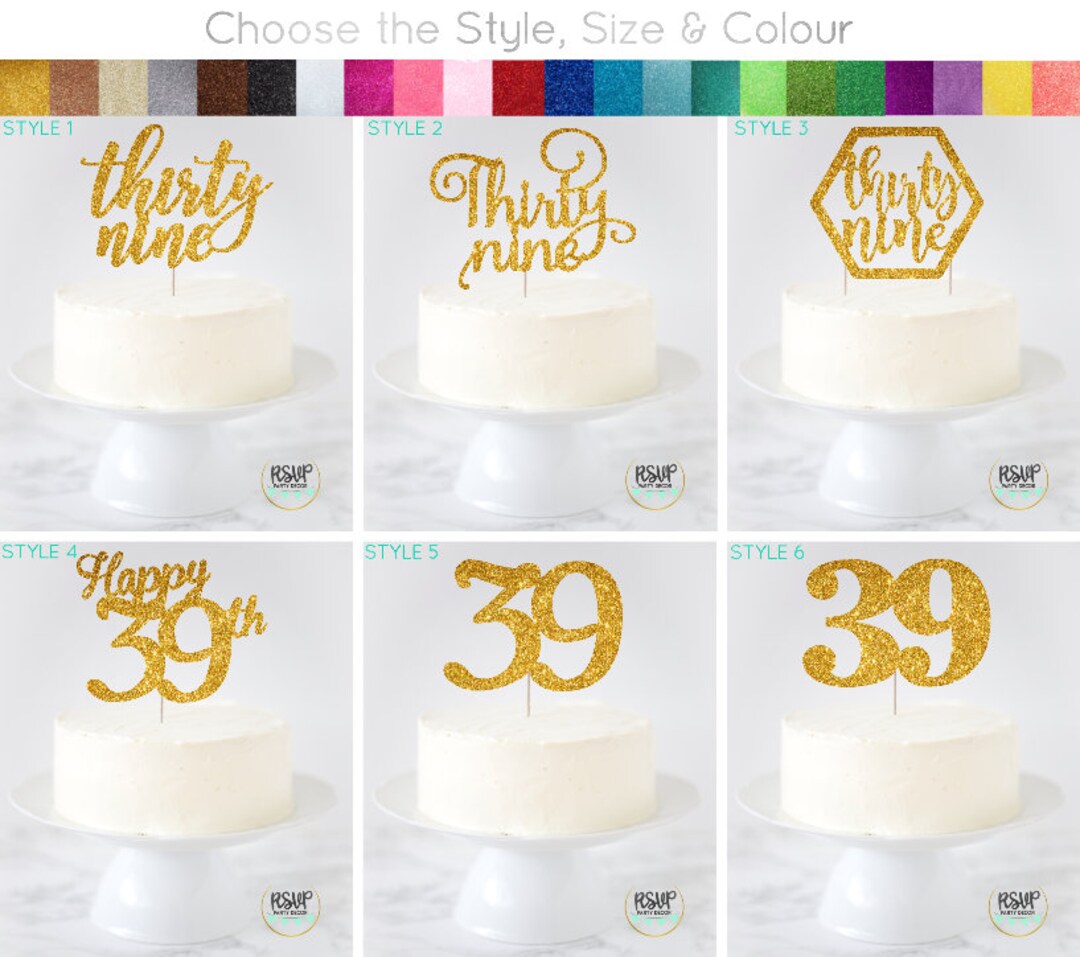 Thirty Nine Cake Topper, 39 Cake Topper, Thirtynine Cake Topper, Thirty ...