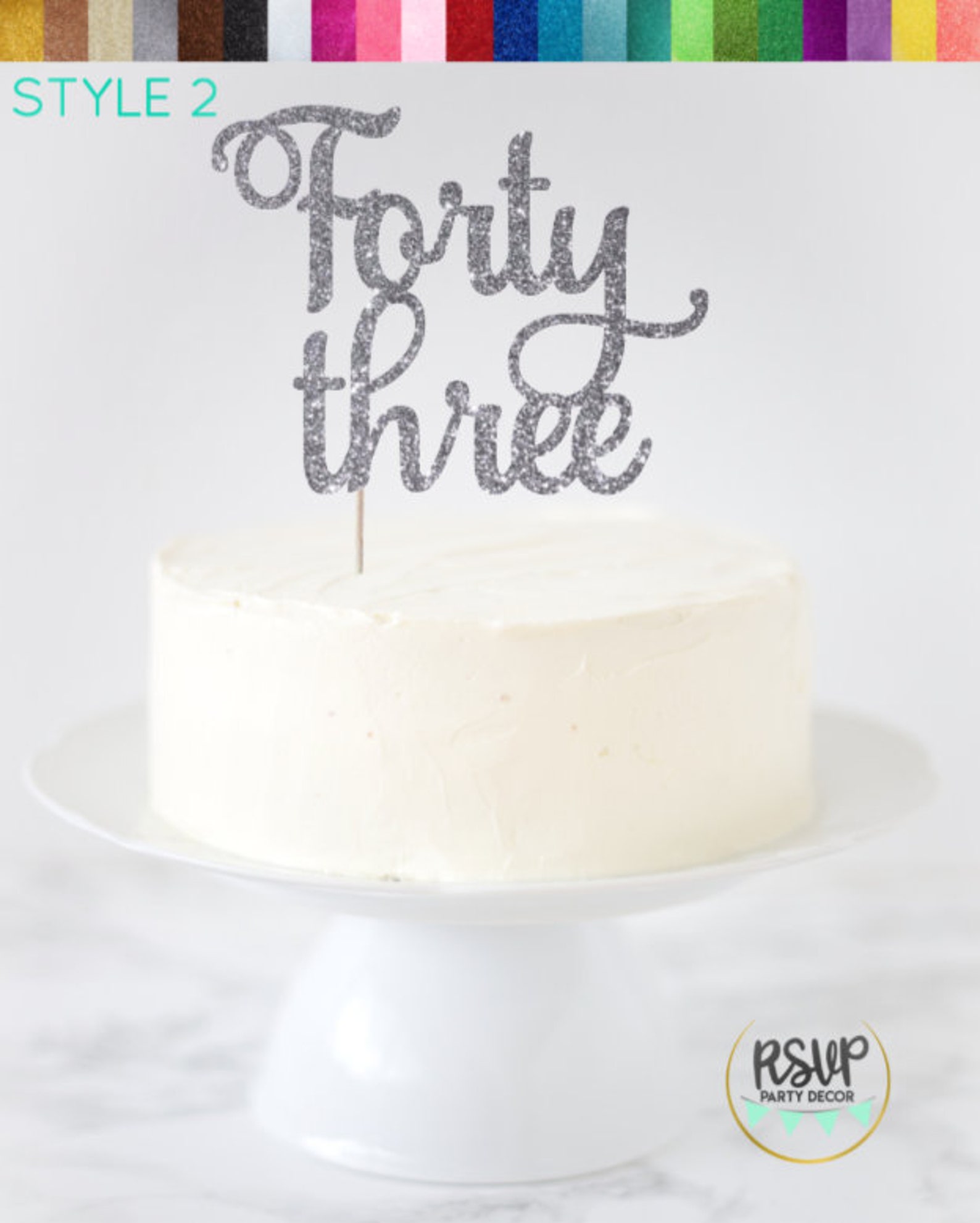 Forty Three Cake Topper, 43 Cake Topper, Fortythree Cake Topper, Happy ...
