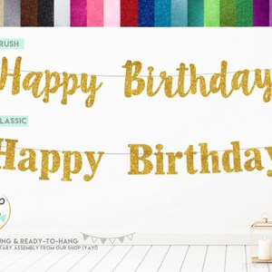 Happy Birthday Banner, Glitter Happy Birthday Sign, Birthday Bunting ...