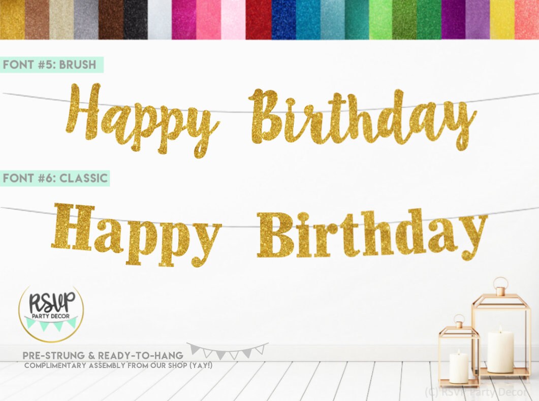 Happy Birthday Banner Glitter Happy Birthday Sign Birthday | Etsy