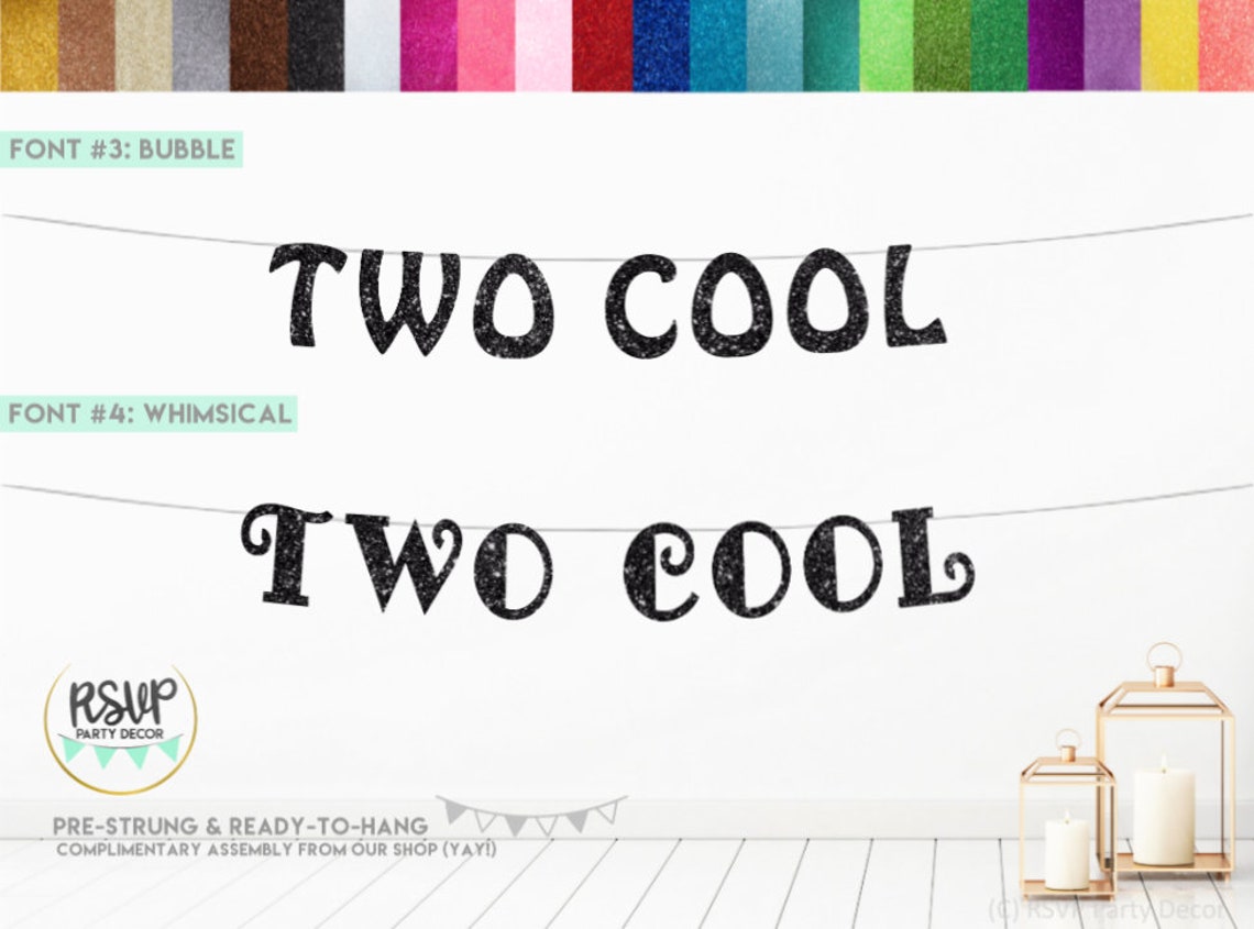 Two Cool Banner, Glitter Two Cool Sign, Second Birthday Banner, 2nd ...