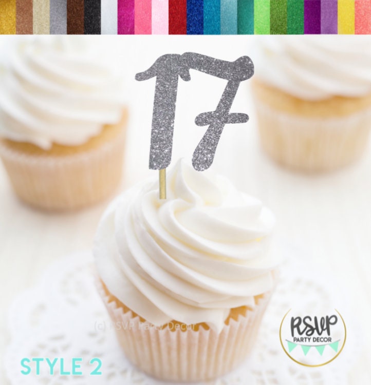 Number 17 Cupcake Toppers Seventeen Food Picks 17th Birthday - Etsy