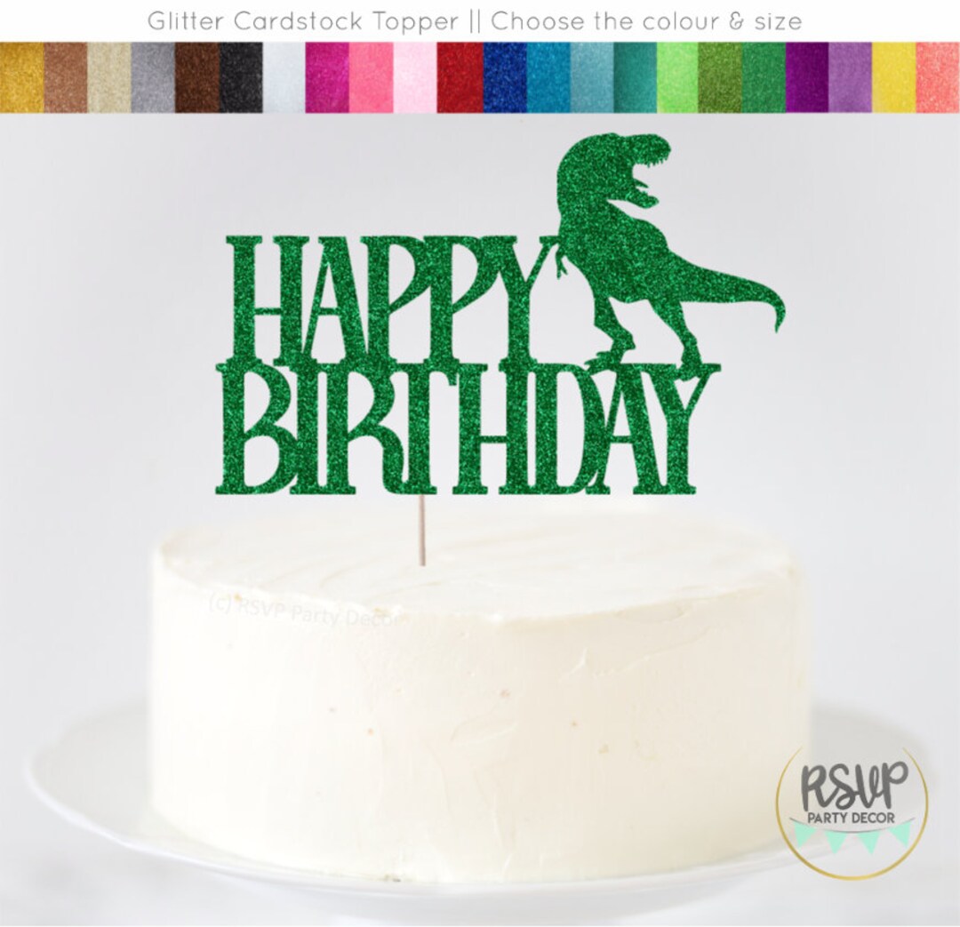 Dinosaur Cake Topper for Birthday Party, T-rex Happy Birthday Cake ...