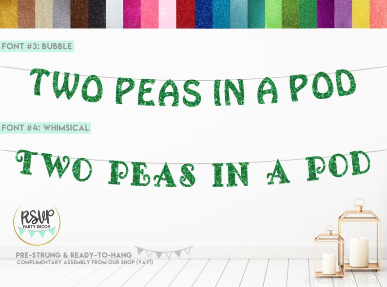 Two Peas in A Pod Banner Twin Announcement Banner Glitter 2 - Etsy