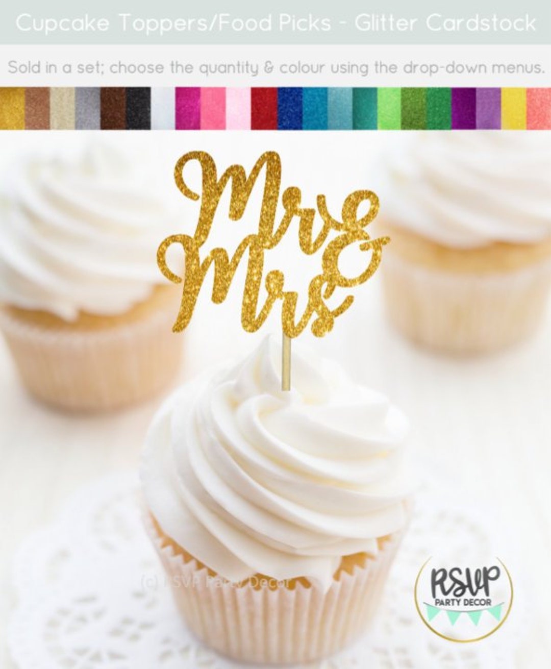Mr & Mrs Cupcake Toppers, Wedding Cupcake Toppers, Engagement Cupcake ...