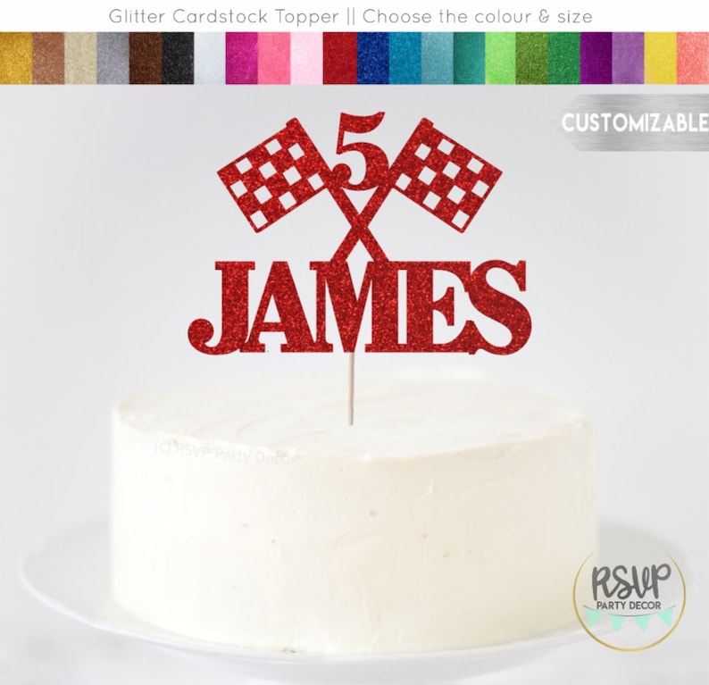 Custom Racing Flags Cake Topper Car Party Decor Two Fast - Etsy