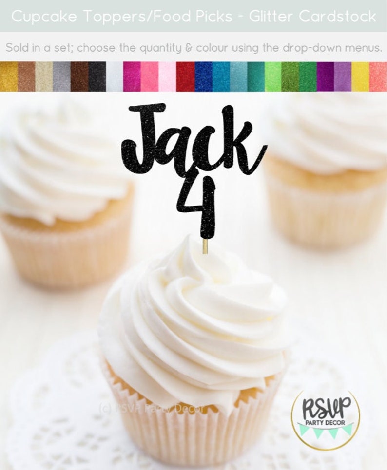 Custom 4th Birthday Cupcake Toppers, Personalized 4th Birthday Party ...