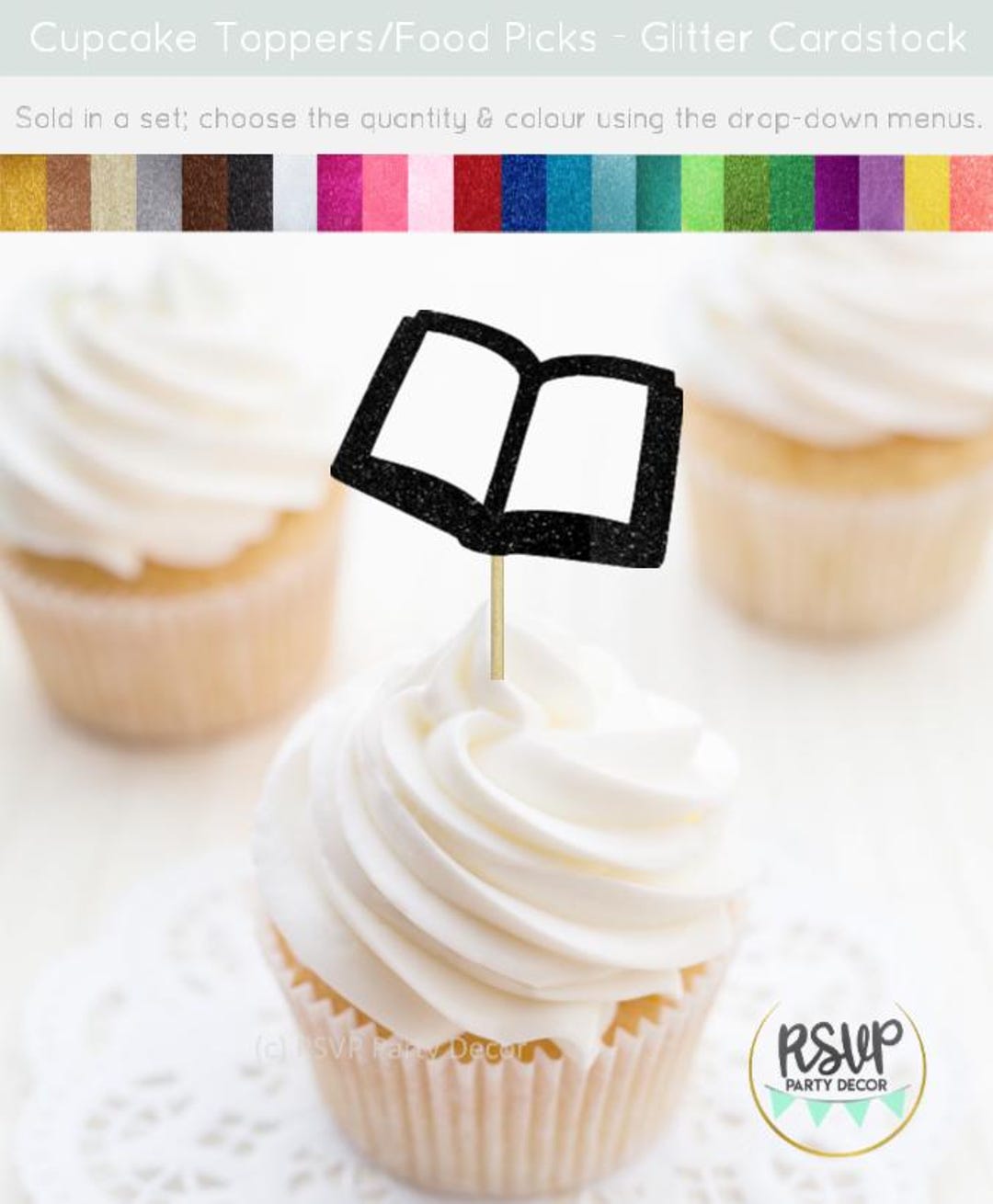 Book Cupcake Toppers, Bookish Birthday Decorations, Book Themed Party ...