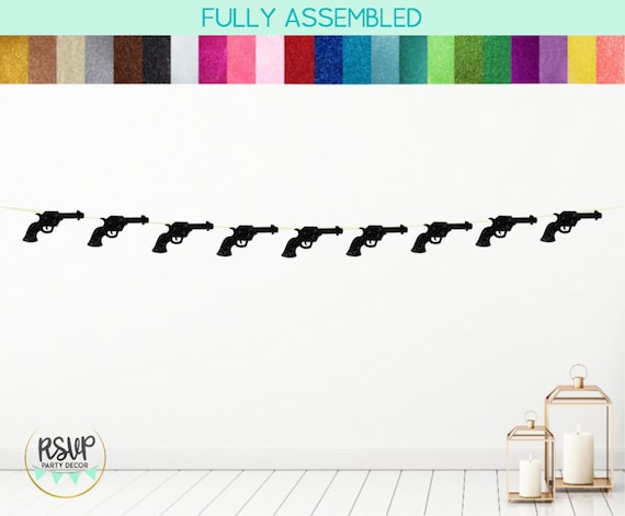 Pistol Garland, Glitter Gun Banner, Guns or Glitter Gender Reveal ...