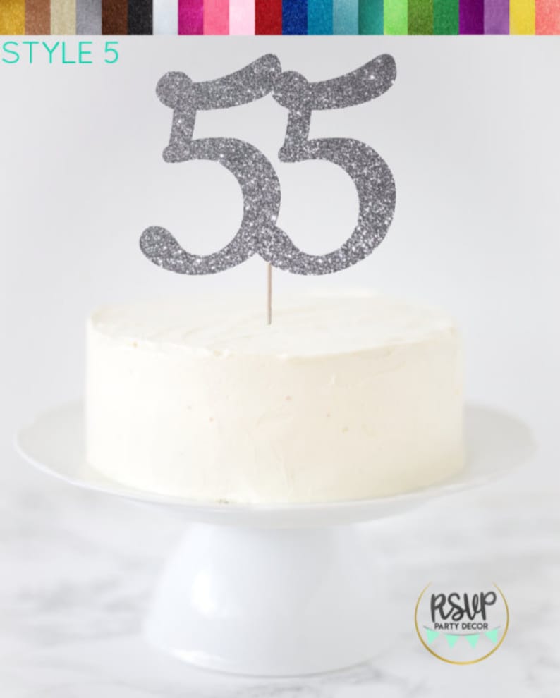 Fifty Five Cake Topper, 55 Cake Topper, Fiftyfive Cake Topper, Fifty ...