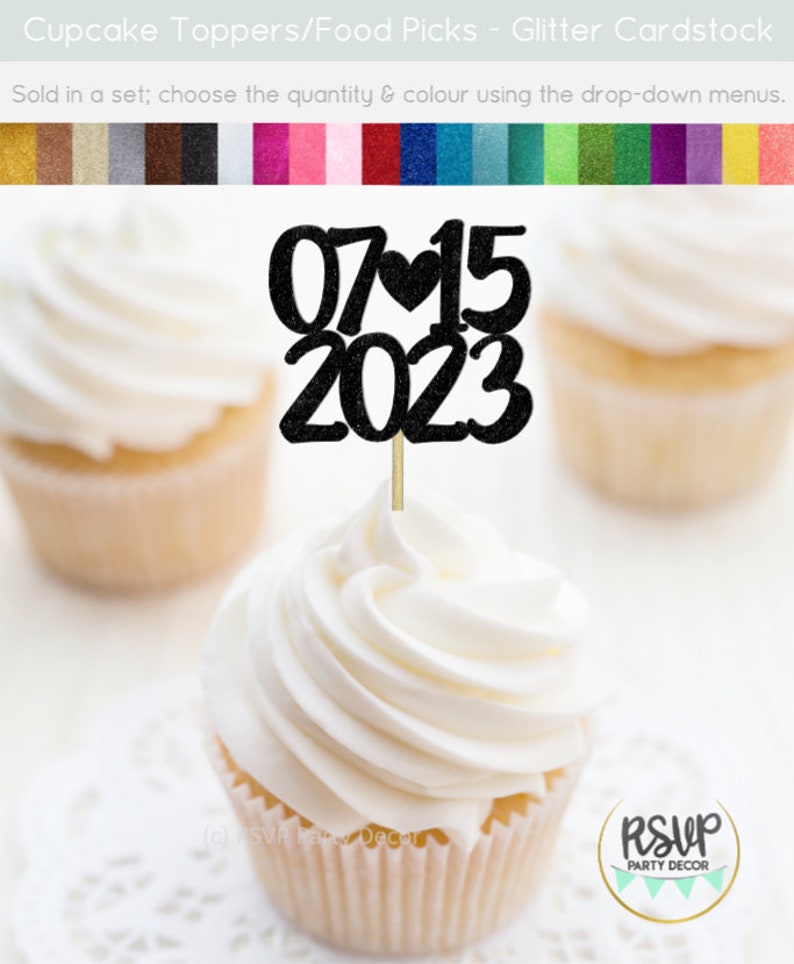 Custom Date Cupcake Toppers Wedding Cupcake Toppers - Etsy