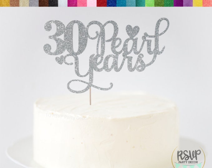 30 Pearl Years Cake Topper / Wedding Anniversary Party Decor / White 30 ...
