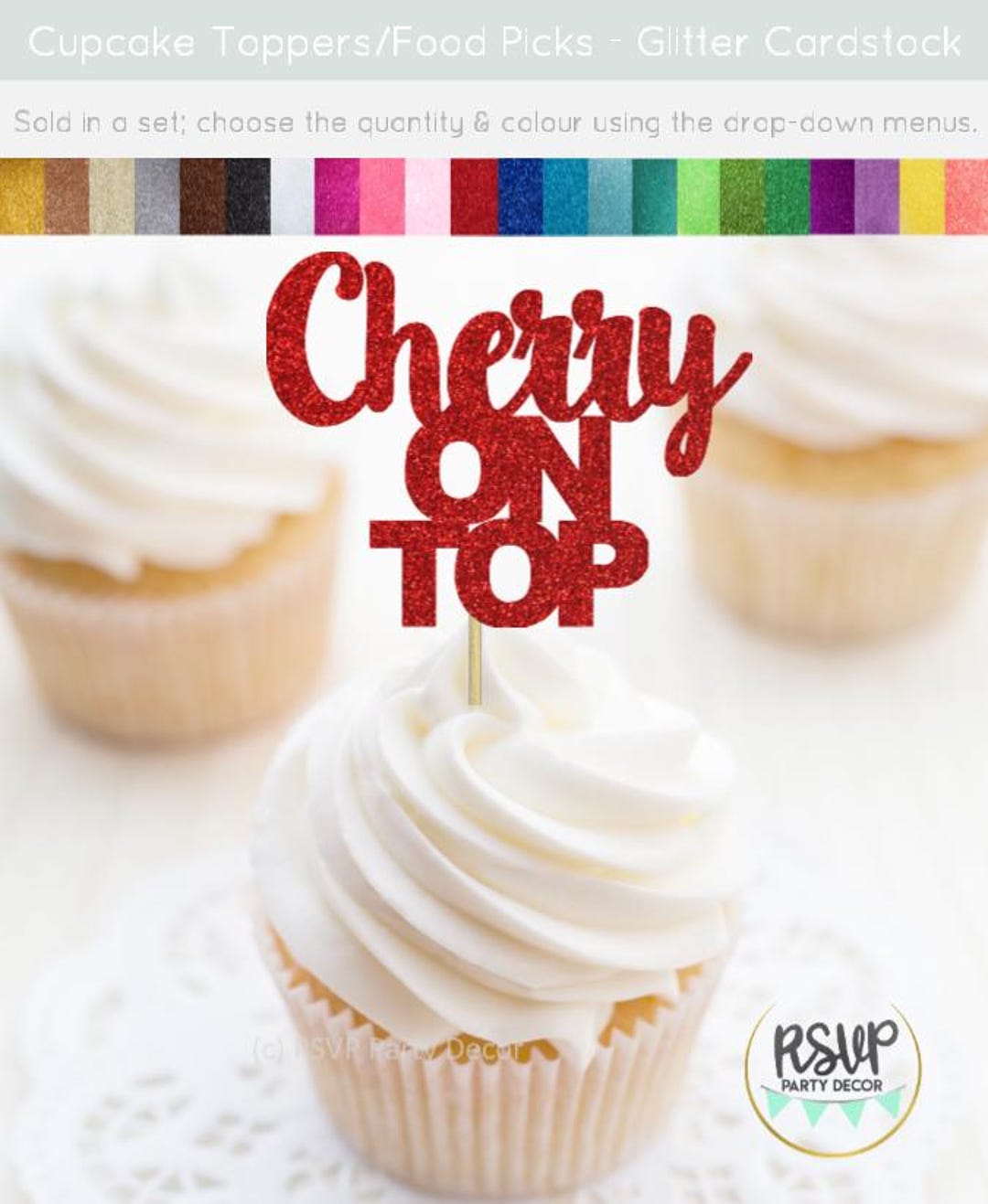 Cherry on Top Cupcake Toppers, Cherry Themed Party Decorations, Cherry ...