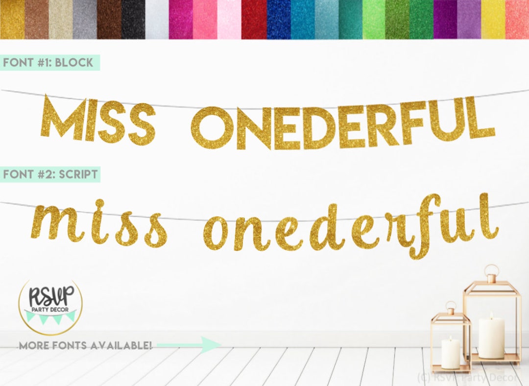 Miss Onederful Banner, Glitter Ms Oneferful Banner, Miss Oneferful Sign ...