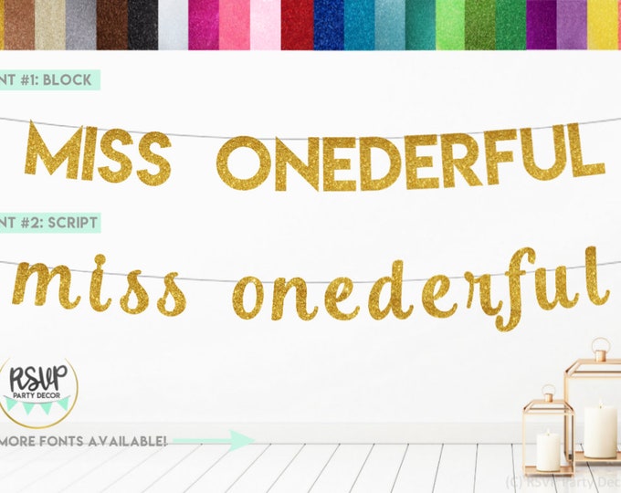 Miss Onederful Banner, Glitter Ms Oneferful Banner, Miss Oneferful Sign ...