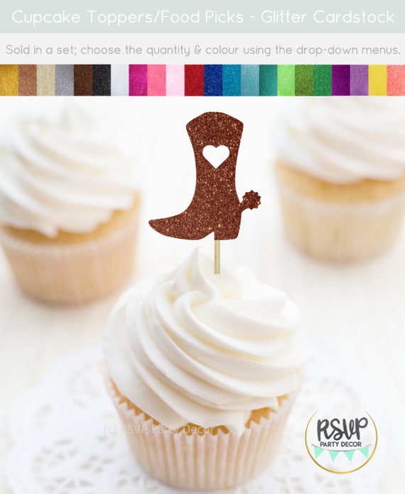 Cowgirl Boot Cupcake Toppers, Western Last Rodeo Bachelorette ...