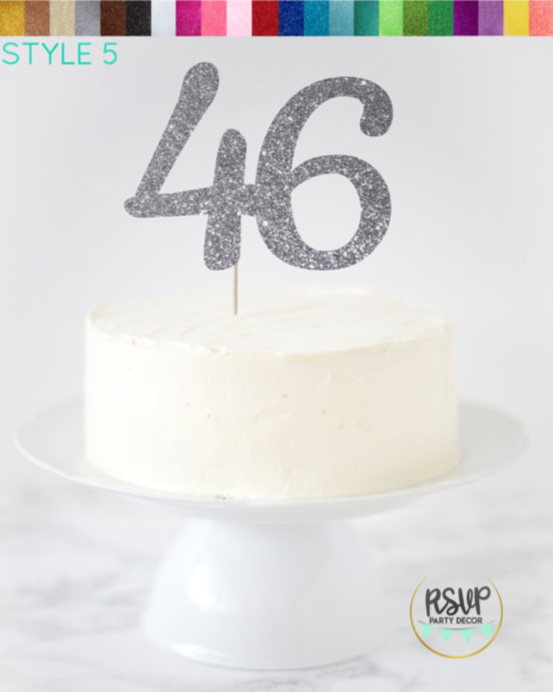 Forty Six Cake Topper, 46 Cake Topper, Fortysix Cake Topper, Forty-six ...