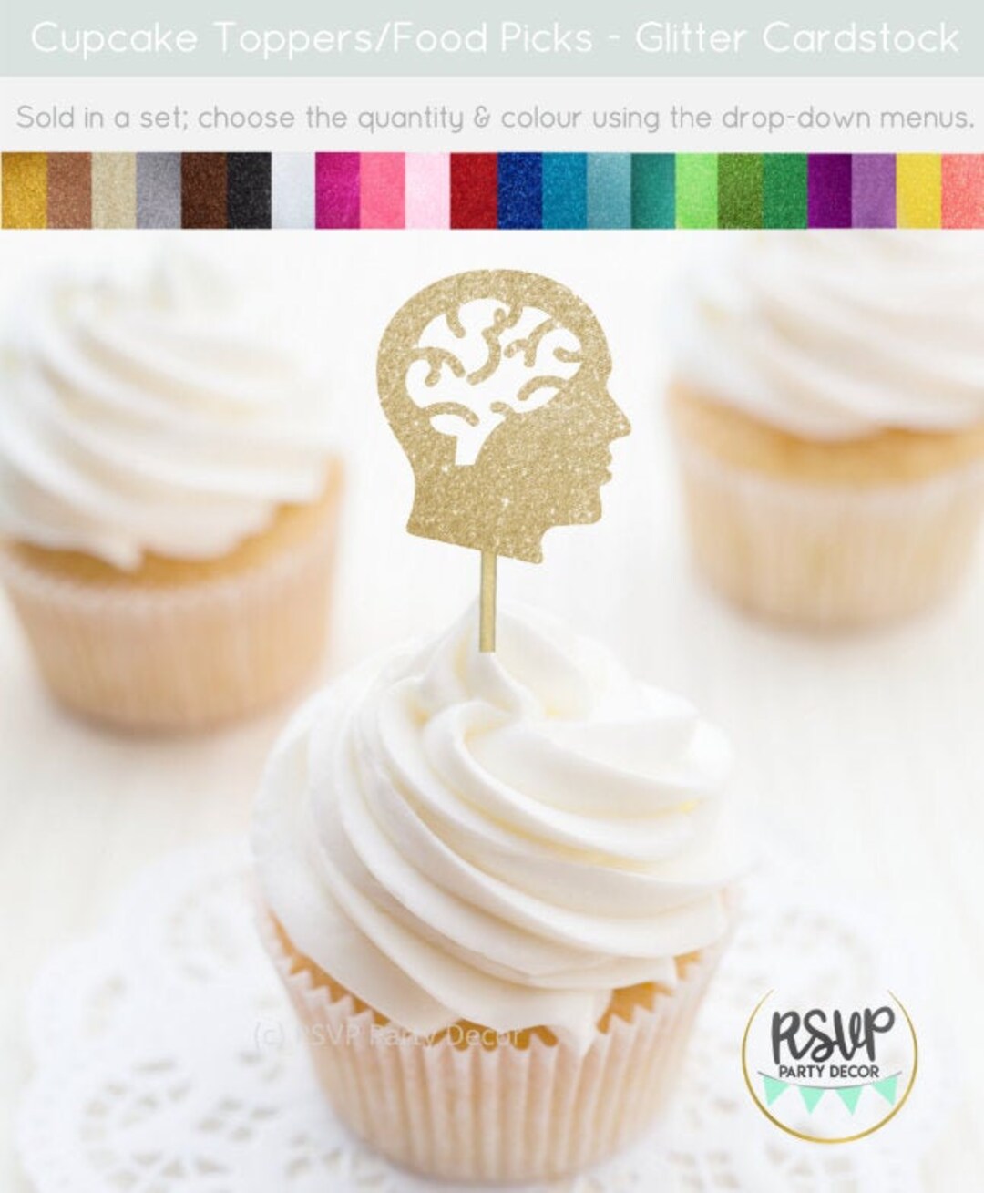 Brain Cupcake Toppers, Neurology Party Decorations, Neurologist ...