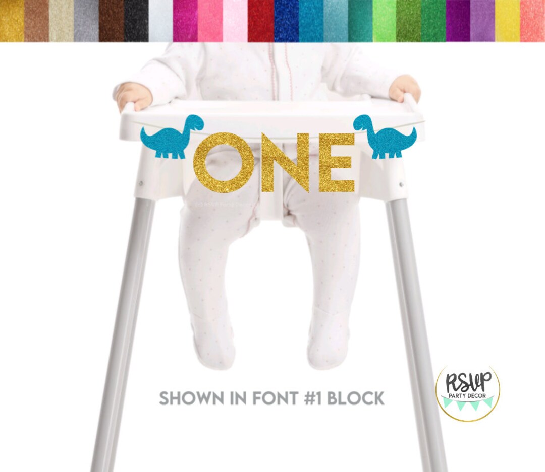 Dinosaur One High Chair Banner, Brontosaurus First Birthday Party Decor ...