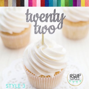 Number 22 Cupcake Toppers, Twenty Two Food Picks, 22nd Birthday ...