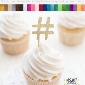 Hashtag Symbol Cupcake Toppers, # Cupcake Toppers, Pound Sign Food ...