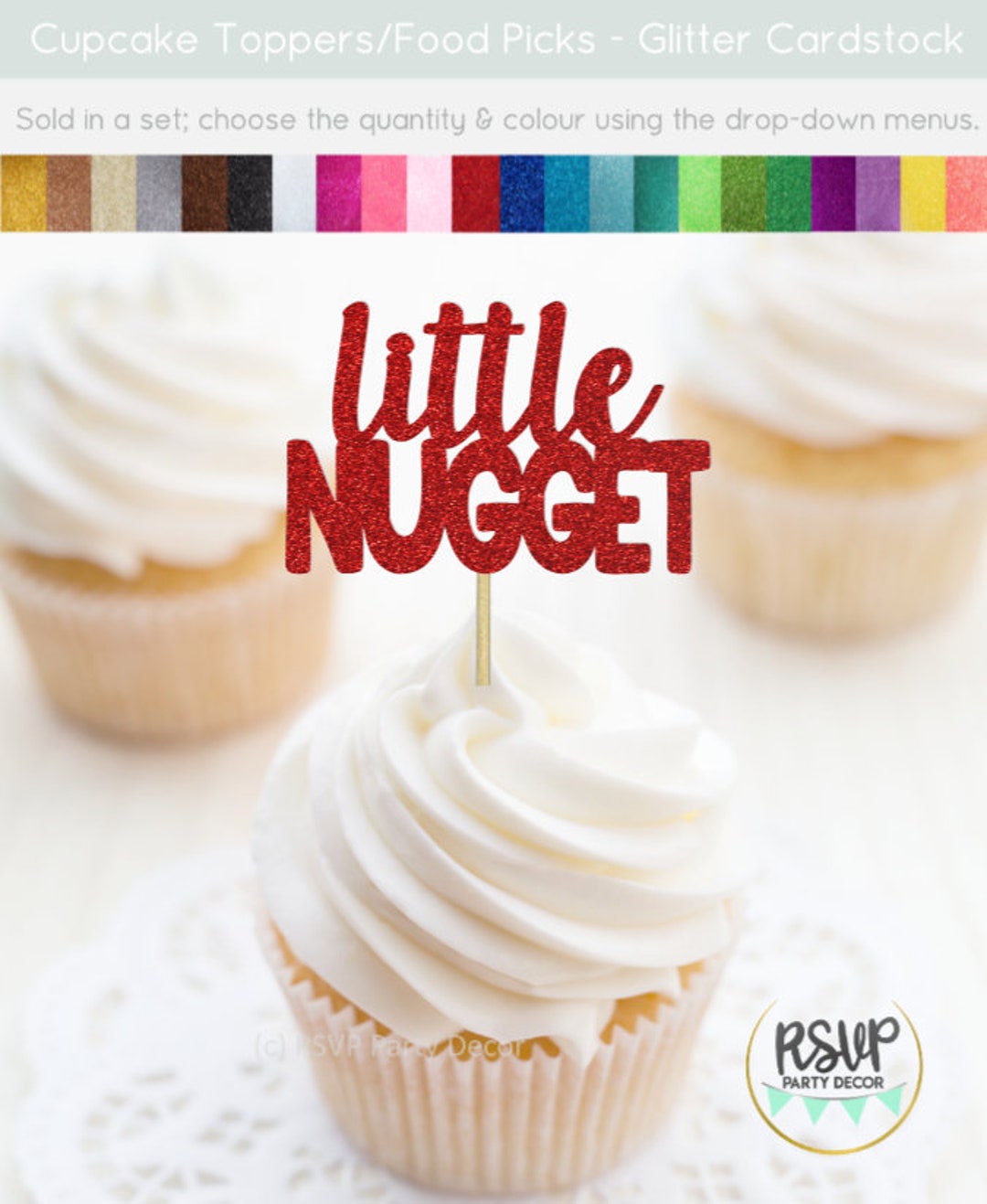 Little Nugget Cupcake Toppers, Chicken Finger Birthday Party Decor ...