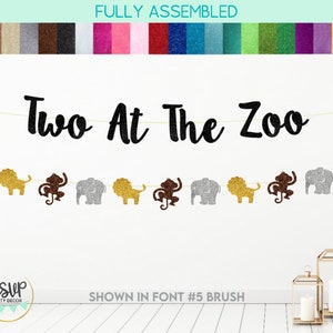 Two at the Zoo Banner, Zoo Animal Garland, Zoo 2nd Birthday Party Decor ...