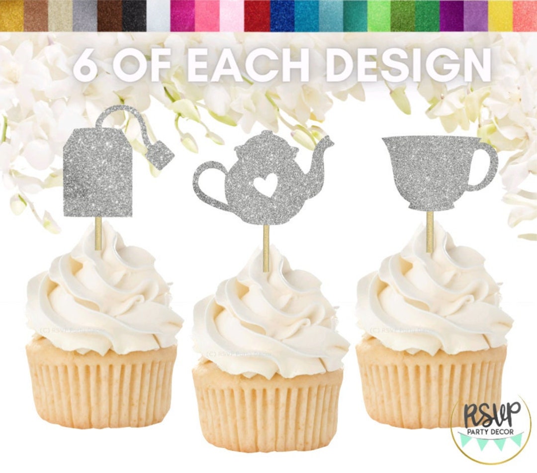 18 PCS Tea Cupcake Topper Set, Tea Party Decorations, Tea for Two ...