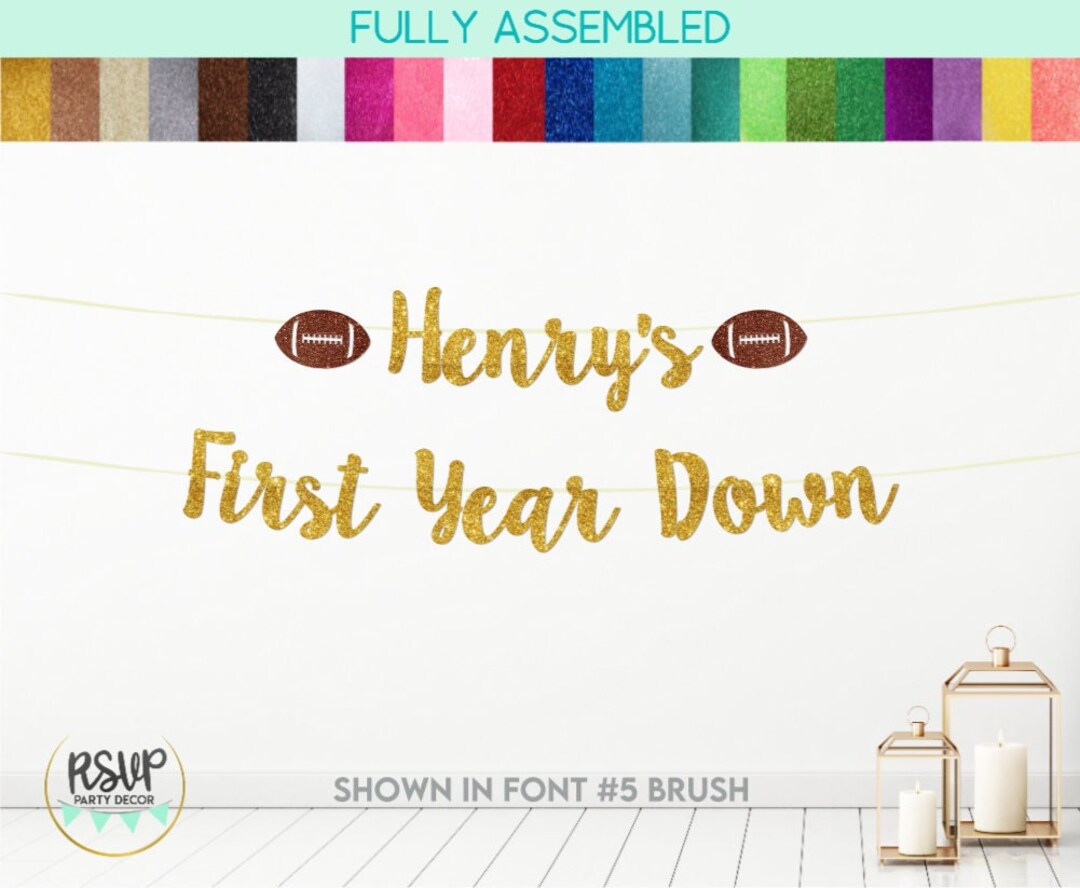 Custom First Year Down Banner, Football 1st Birthday Bunting, Football ...