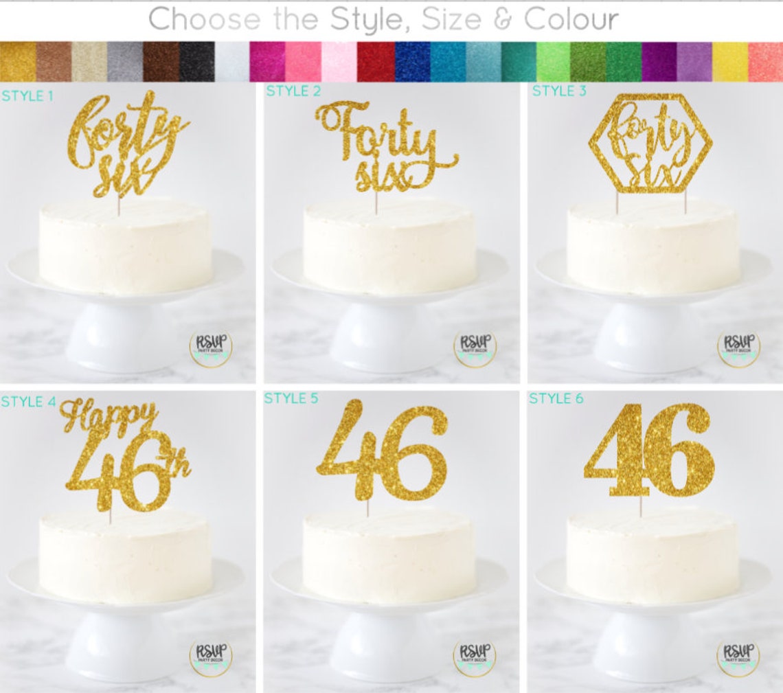 Forty Six Cake Topper, 46 Cake Topper, Fortysix Cake Topper, Forty-six ...